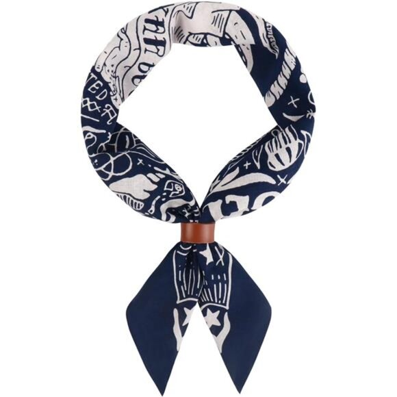Accessories | Bandana Scarf With Leather Scarf Buckle Blue | Poshmark